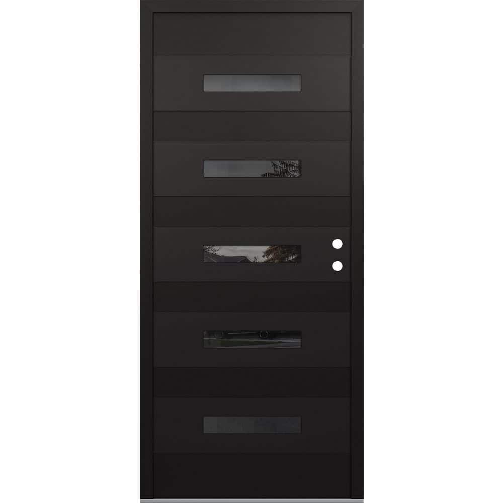 Tessari Doors D9 36 in. x 80 in. Black P Left-Hand/Inswing Mirrored ...