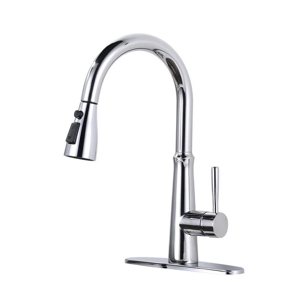 15.4 in. Single Handle Pull-Down Sprayer Kitchen Faucet, Kitchen Faucet ...