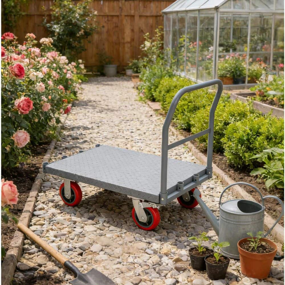 Steel Panel Service Cart with 6 in. Swivel Brake Casters and Handrails ...