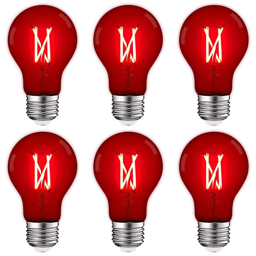 LUXRITE 60-Watt Equivalent A19 Edison LED Red Light Bulb, 4.5-Watt ...