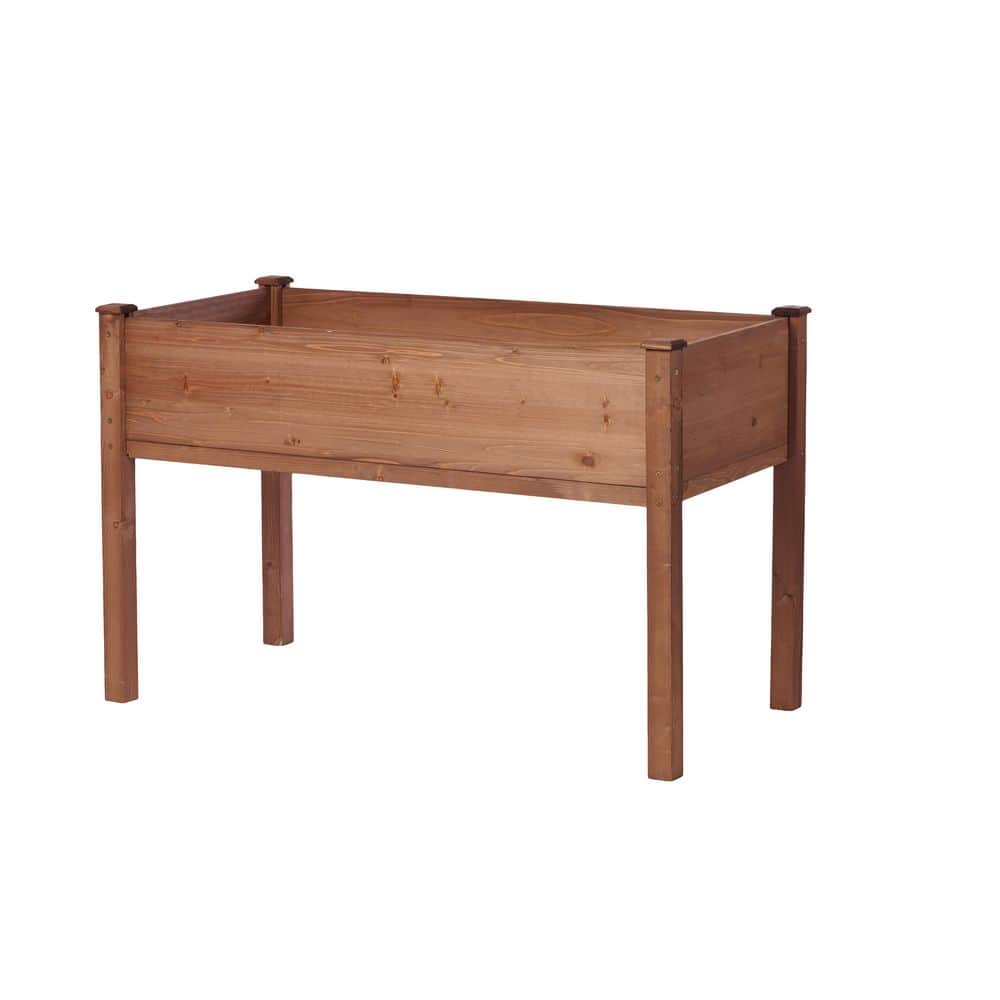 48 in. W x 24 in. D x 30 in. H Coffee Wood Raised Planter Box,Garden ...