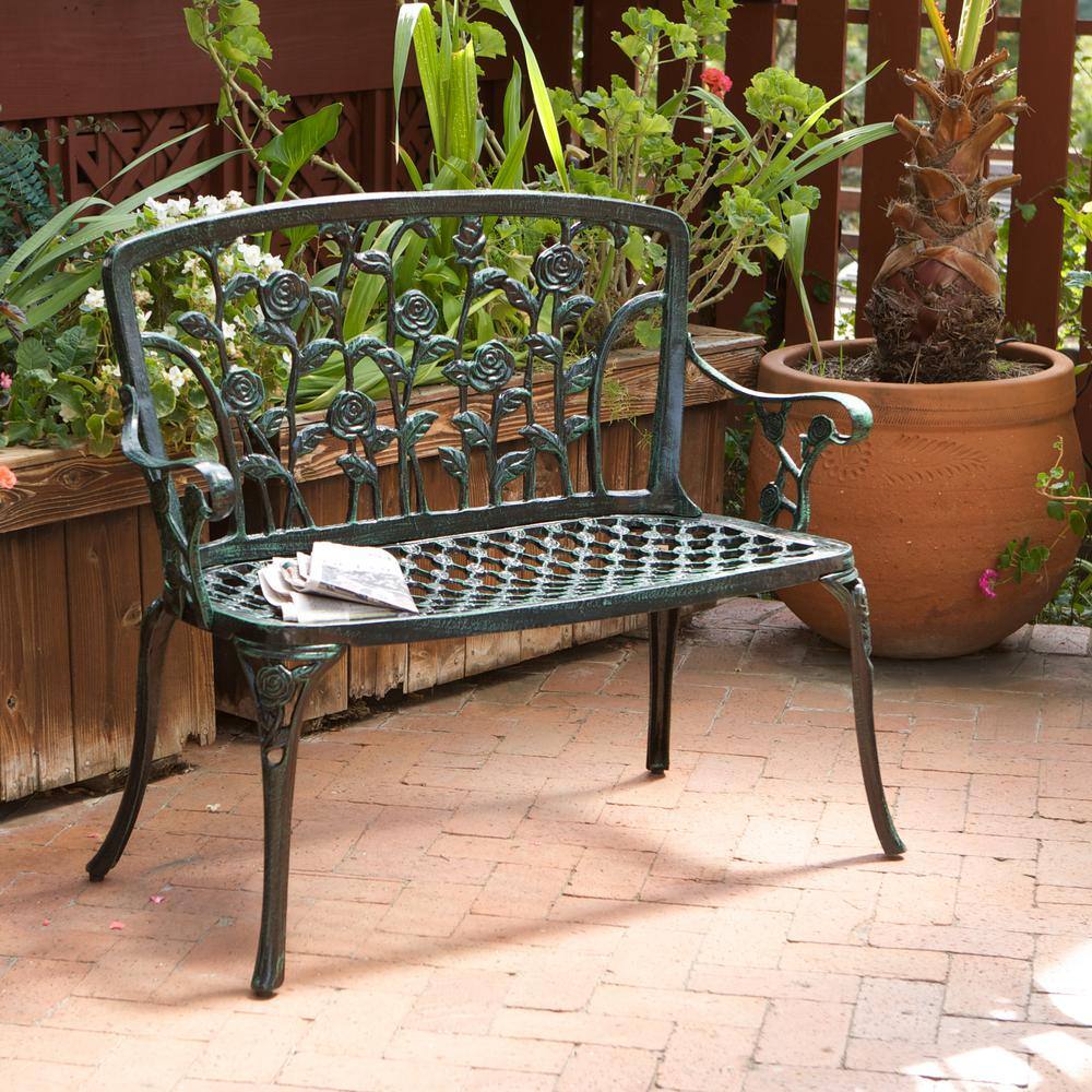 Noble House Saint Kitts 43 in. Green Aluminum Outdoor Bench-336 - The ...