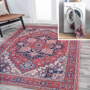 JONATHAN Y Cirali Ornate Red/Navy 5 ft. x 8 ft. Large Medallion Machine ...