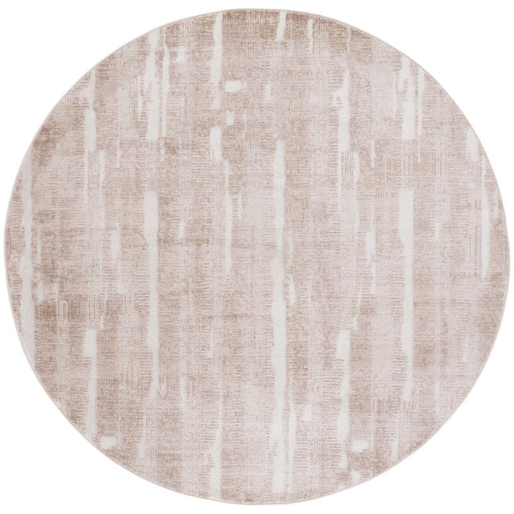 SAFAVIEH Whisper 7 ft. x 7 ft. Beige/Light Beige Distressed Striped ...