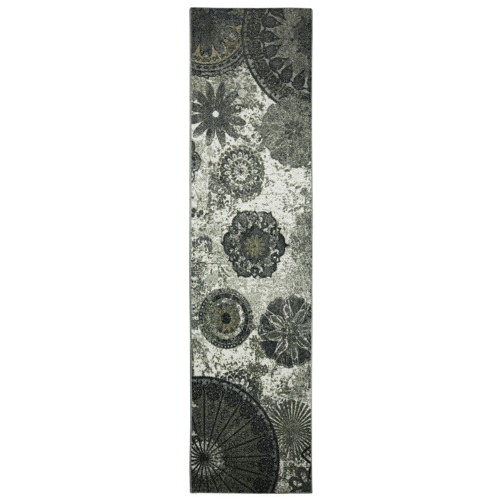 Mohawk Home Caravan Medallion Grey 2 ft. x 8 ft. Runner Rug 869106 ...