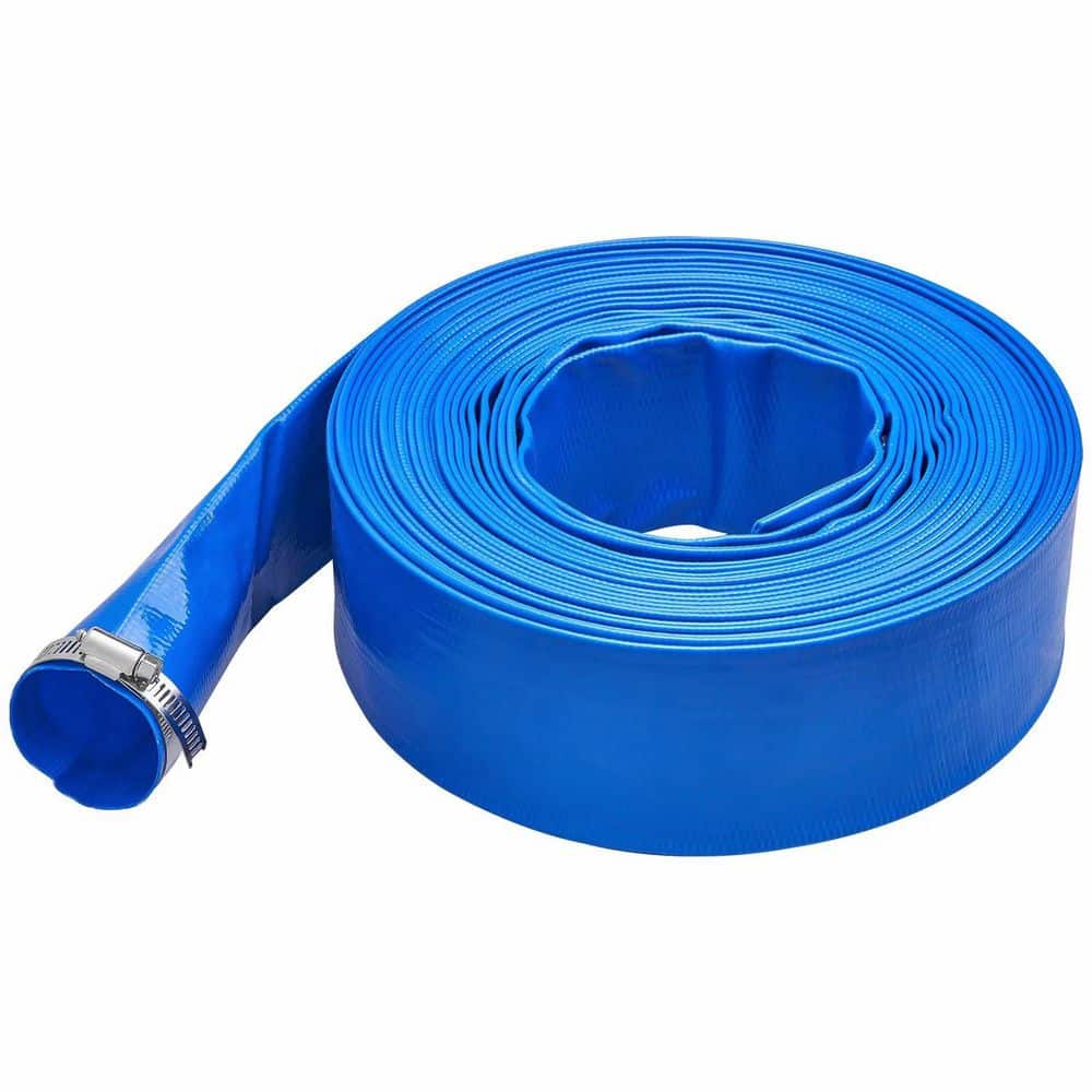 Backwash Hose 2 in. x 50 ft.Heavy-Duty PVC Flat Pool Discharge Hose w ...