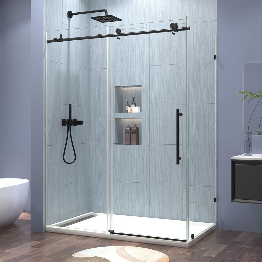 EASYWORC 56-60 in. W x 36 in. D x 76 in. H Frameless Corner Sliding ...