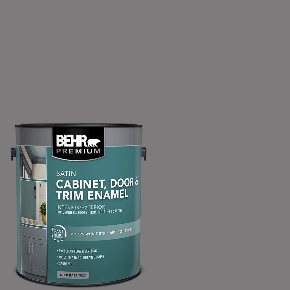 BEHR PREMIUM 1 gal. #BXC-58 Stormy Gray Satin Enamel Interior/Exterior ...