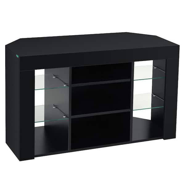 Hommpa LED 39.37 in. Black Corner TV Stand with 9 Shelves Fits TV's up ...