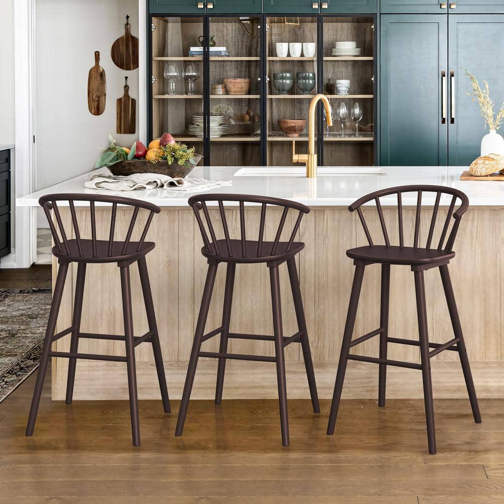 LUE BONA Winson Windsor 30 in. Espresso Solid Wood Bar Stool for ...