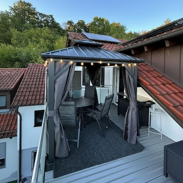 PURPLE LEAF 10 ft. x 10 ft. Gray Aluminum Hardtop Gazebo Canopy with ...