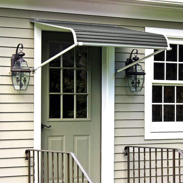 NuImage Awnings 3 ft. 1100 Series Door Canopy Aluminum Fixed Awning 12 in. H x 42 in. D in Graystone K110703645 The Home Depot