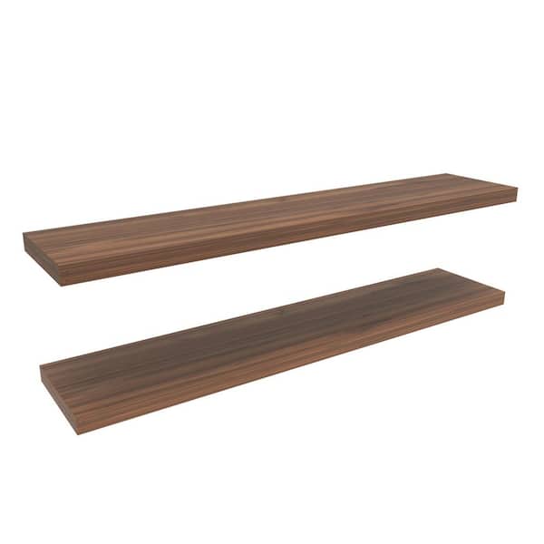 47 in. W x 10 in. D Mahogany Floating Decorative Wall Shelves Storage ...