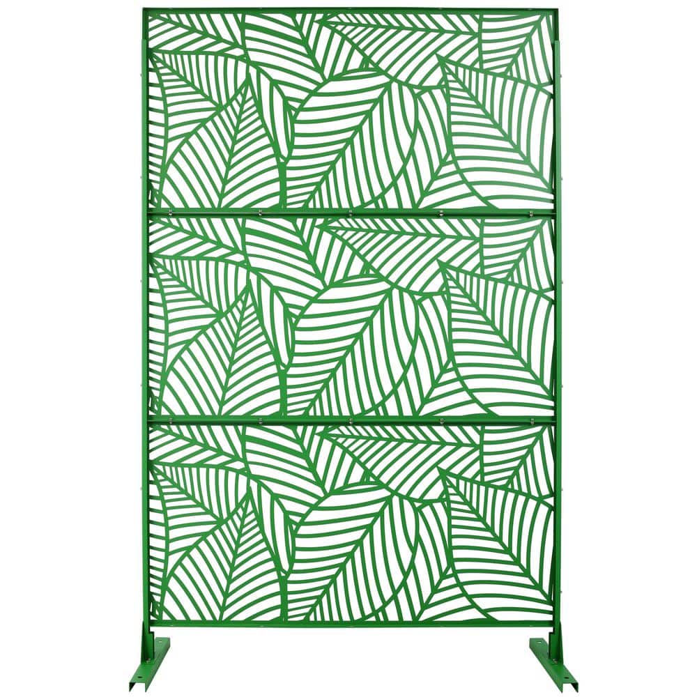 48 in. W x 76 in. H Green Steel Outdoor and Indoor Privacy Screen ...