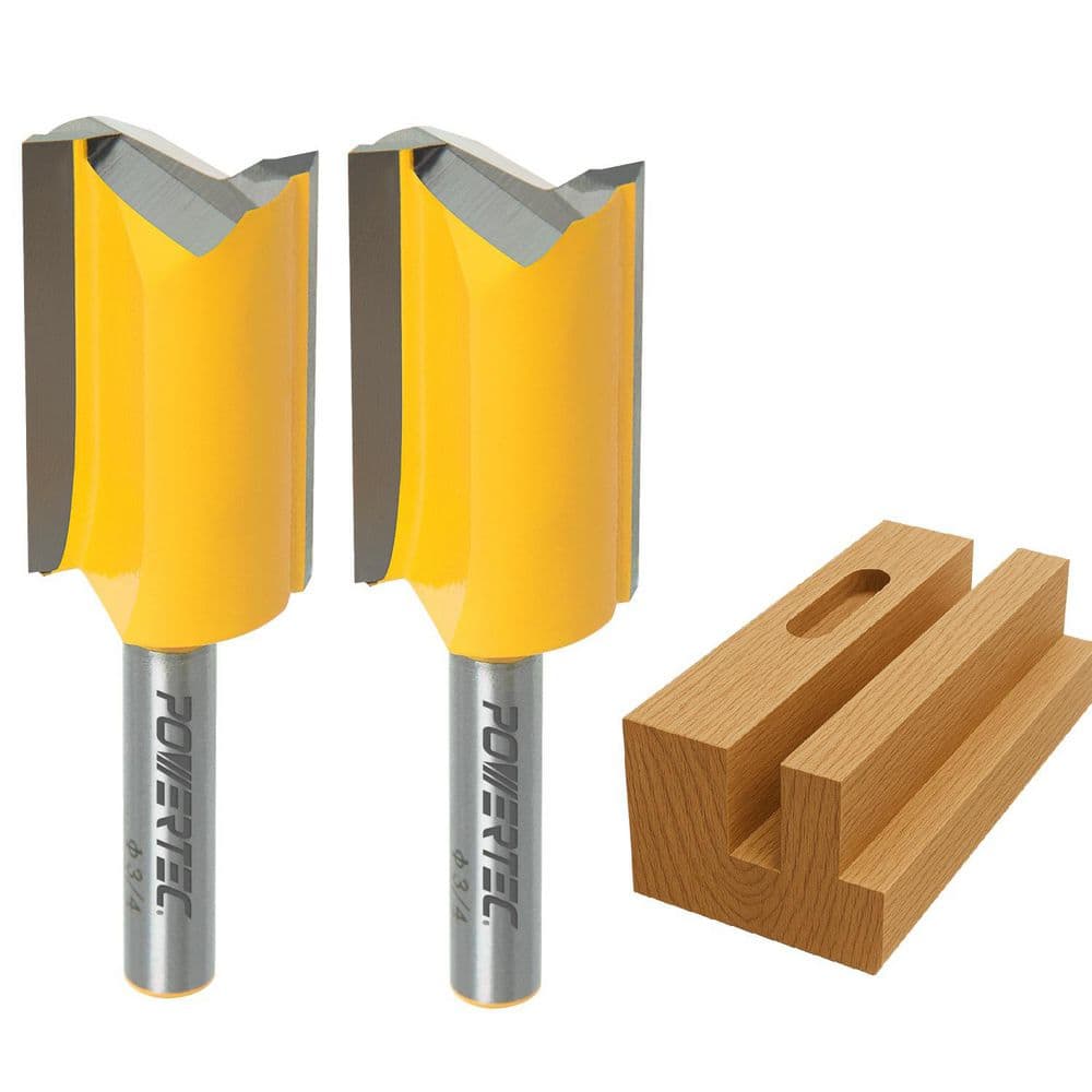 ‎POWERTEC Tungsten Carbide Tipped Double Flute Straight Router Bit, 1/4 ...