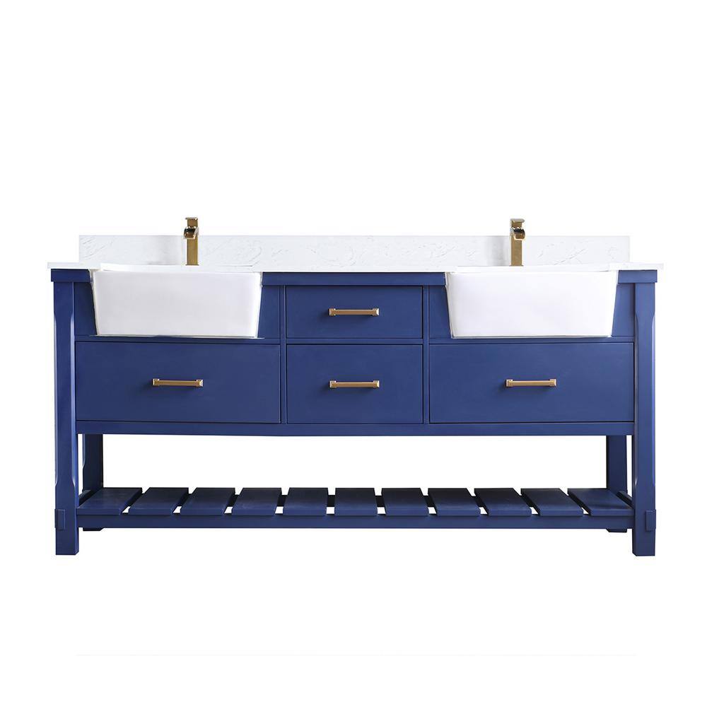 Altair Georgia 72 in. Bathroom Vanity in Jewelry Blue with Composite ...