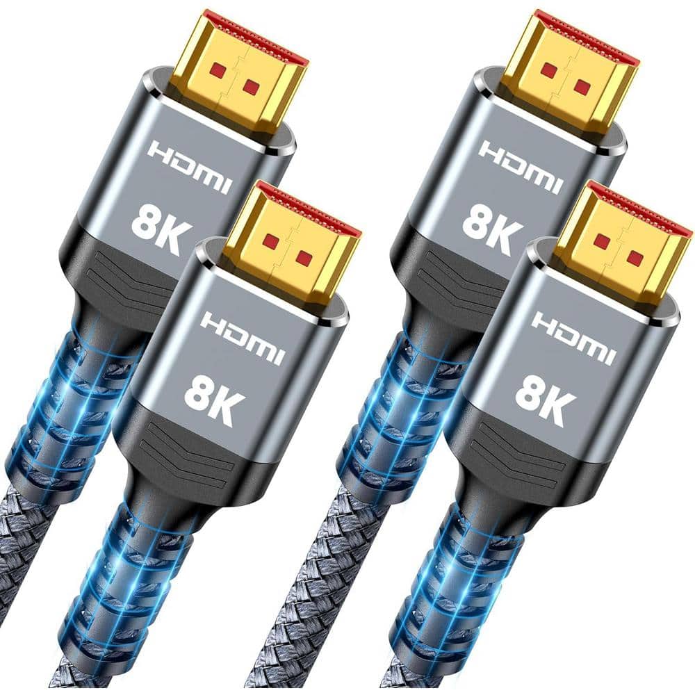 EKIEUDL 15 ft. RG6 Shielded Gold Plated HDMI Cable Wire-Gray 2-Pack ...