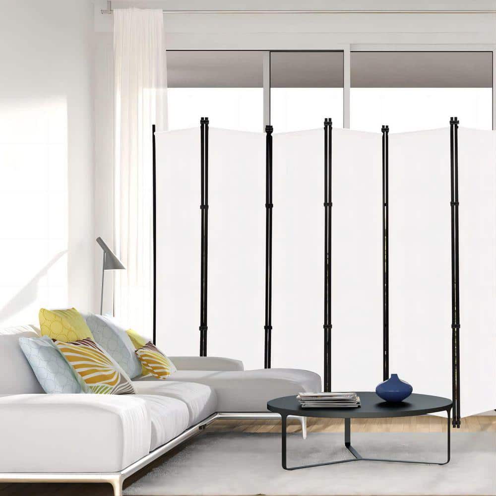 Angel Sar 110 in. W x 72 in. H Portable Office Walls Dividers, 6-Panel ...