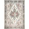 nuLOOM Mali Ivory 6 ft. x 9 ft. Machine Washable Traditional Medallion ...