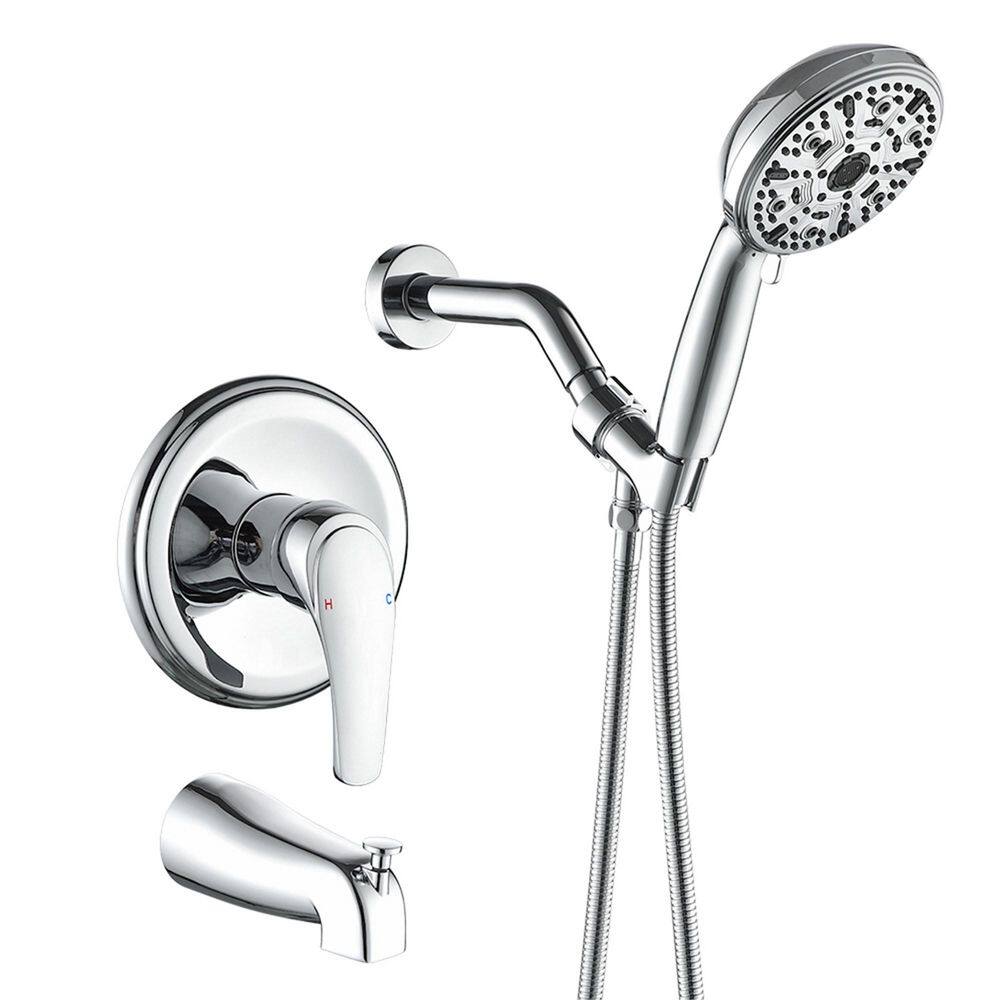 FLG Single Handle 10-Spray Tub and Shower Faucet Kit 1.8 GPM Wall Mount ...