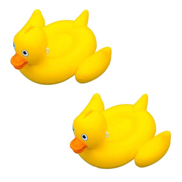 Swimline Inflatable Giant Lucky Rubber Ducky Ride On Pool Float (2-Pack ...