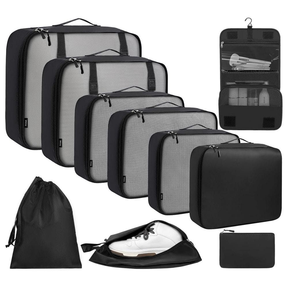 Numhew 10-Piece Black Packing Cubes, Various Sizes Packing Organizer ...
