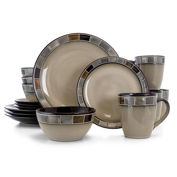 GIBSON elite Casa Gris 16-Piece Modern Gray Stoneware Dinnerware Set ...