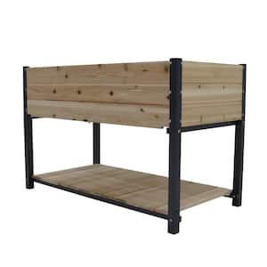 45 in. Wood Raised Garden Bed with ft. and Storage Racks for Gardens ...
