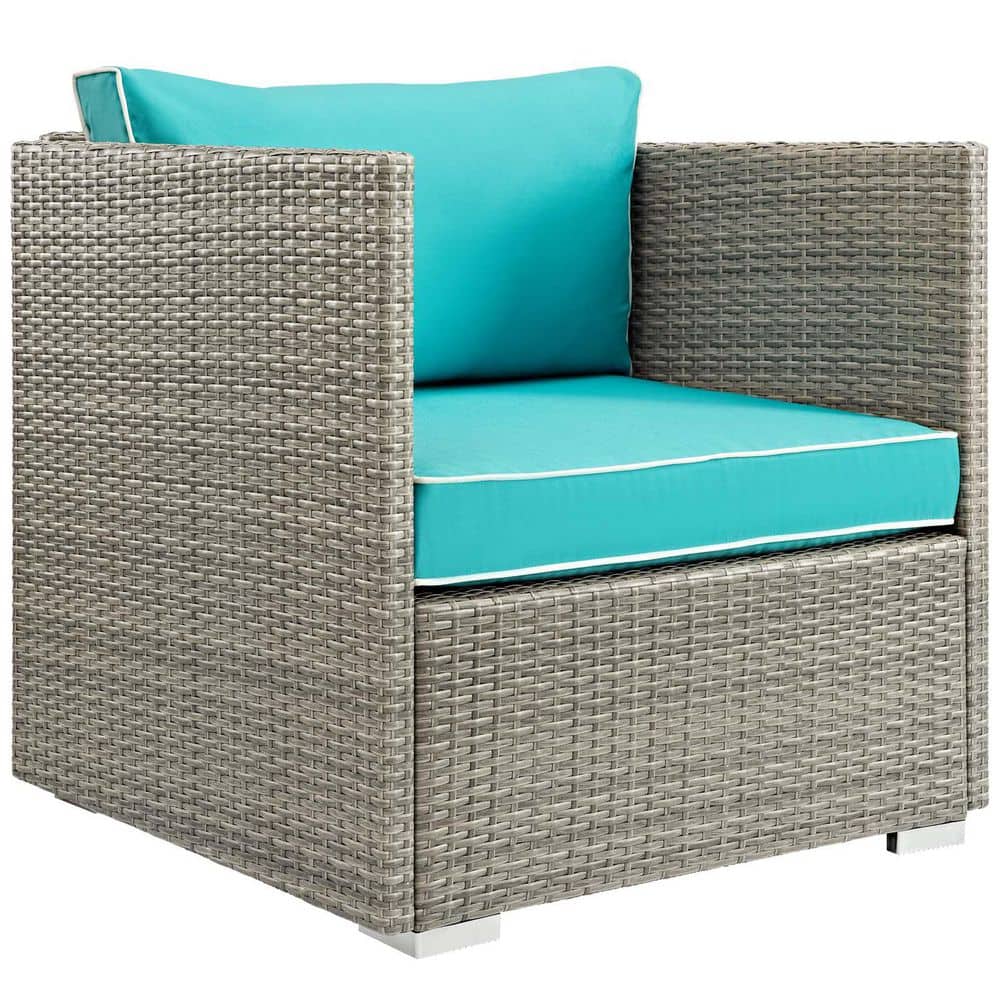 MODWAY Repose Wicker Rattan Outdoor Patio Arm Chair with Cushions in ...