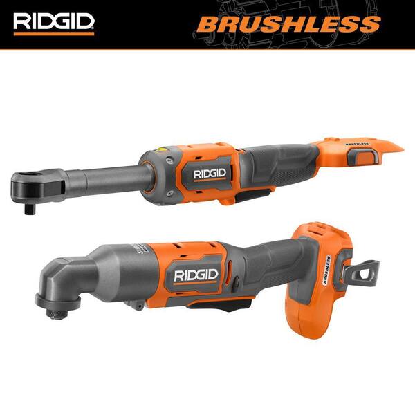 RIDGID 18V Brushless Cordless 2 Tool Combo Kit with SubCompact Right Angle Impact Driver Extended Reach Ratchet Tools Only R87730B R866021B The Home Depot