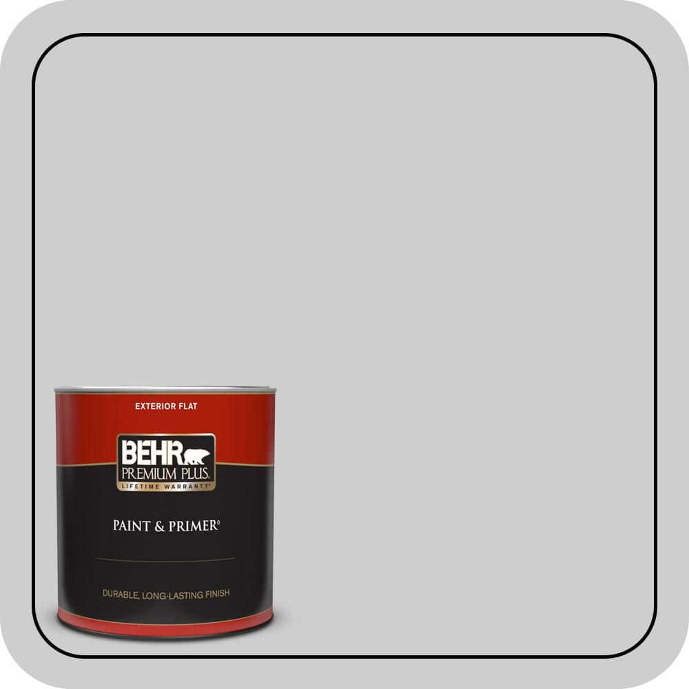 BEHR PREMIUM PLUS 1 qt. #770E-2 Silver Screen color Flat Exterior Paint ...