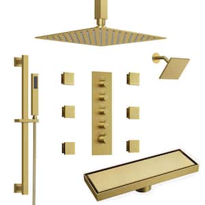 EVERSTEIN 15-Spray Patterns 12.6 in. Dual Shower Head Wall Mount Fixed ...