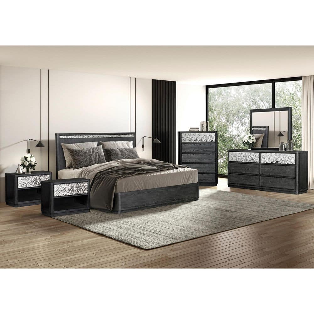 Furniture of America Hairin 6-Piece Ash Gray Wood Frame King Platform ...