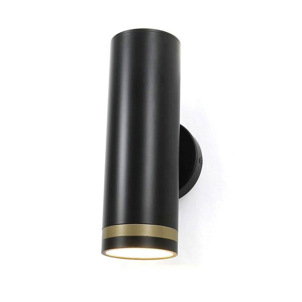 Housemark LENNON Modern Matte Black and Gold 1-Light LED Wall Sconce ...