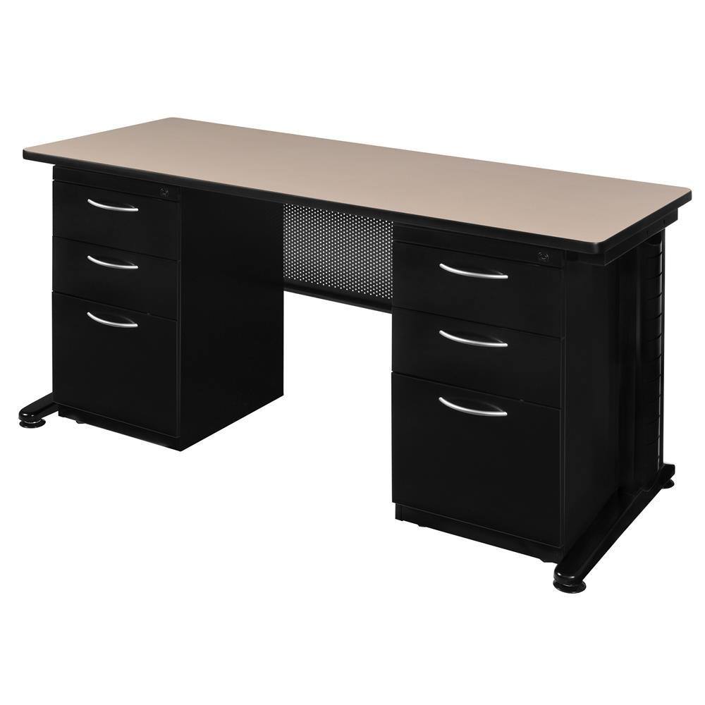 Regency Pendulum 66 in. W x 24 in. D Beige Double Pedestal Desk HDPDP6624BE