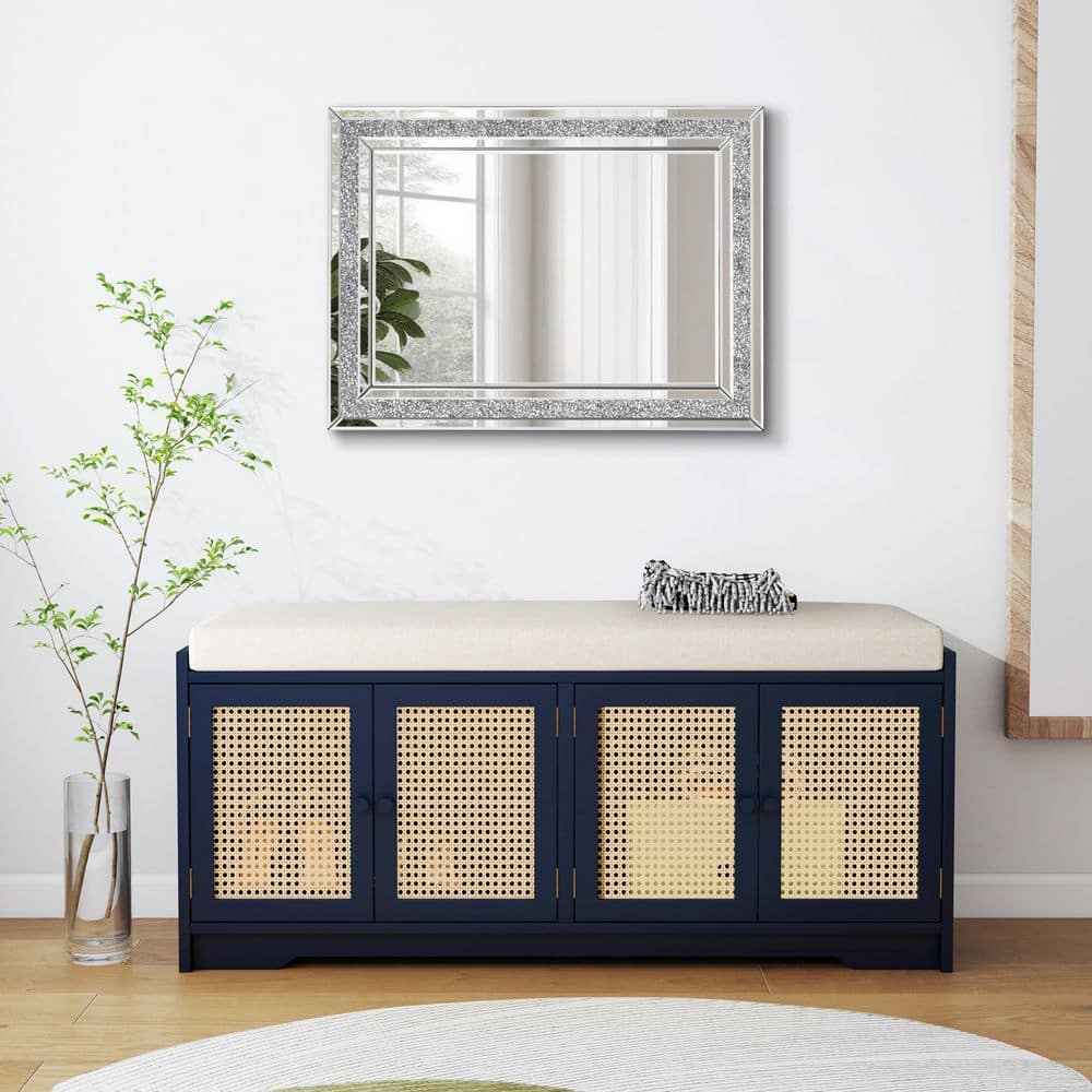THKSHOUZ 48.03 in. W x 18.01 in. H Rectangular Framless Mirror ...