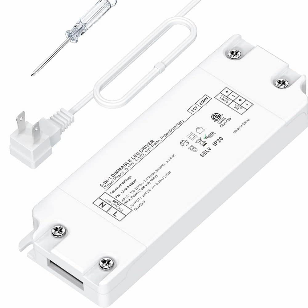 YICHUHAOXI 24V Dimmable LED Transformer 200W LED Driver Triac/0-10V/1-10V/10VPWM/Potentiometer ...