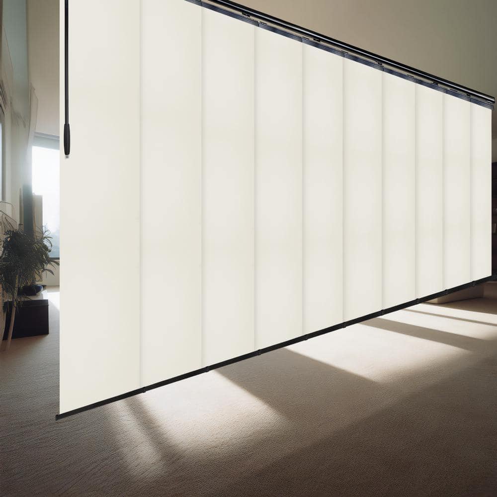 EMOH Putty 120 in. - 218 in. W x 94 in. L Adjustable 10-Panel in Black Double Rail Panel Track ...