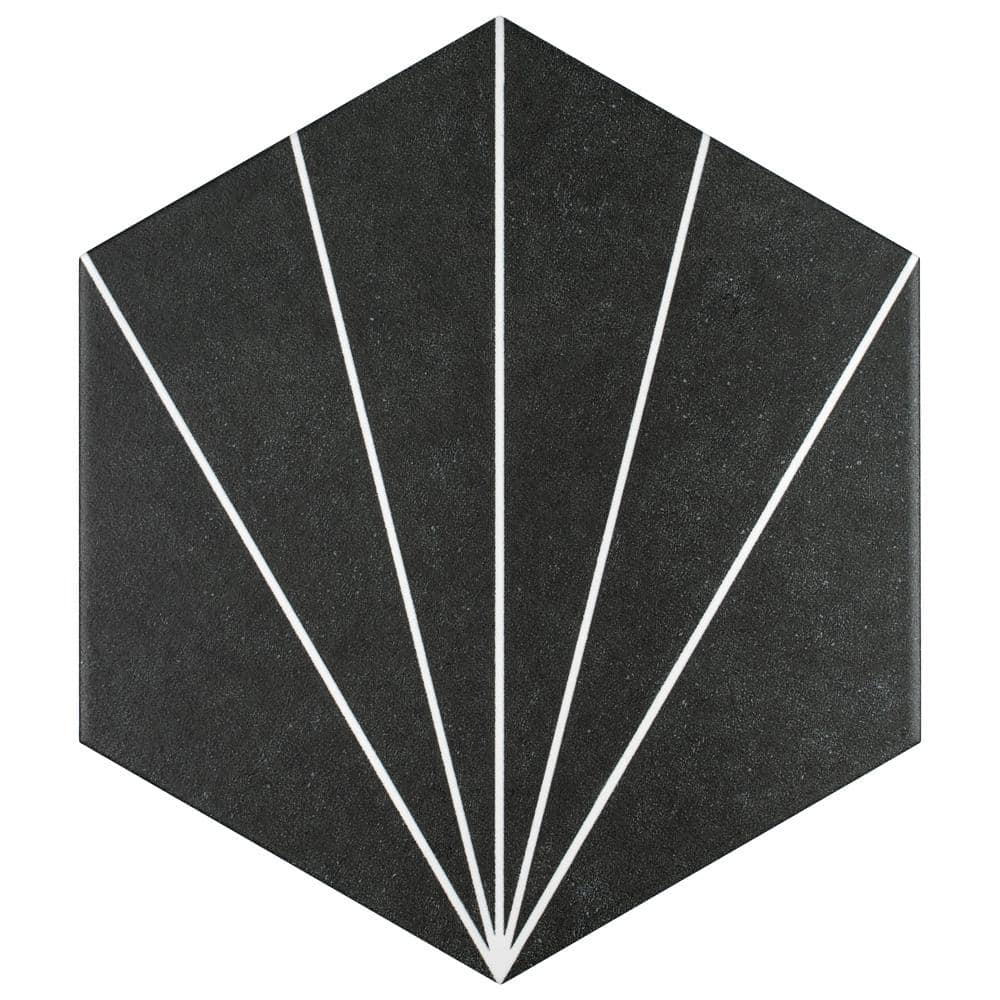 Merola Tile Aster Hex Nero 8-5/8 in. x 9-7/8 in. Porcelain Floor and ...