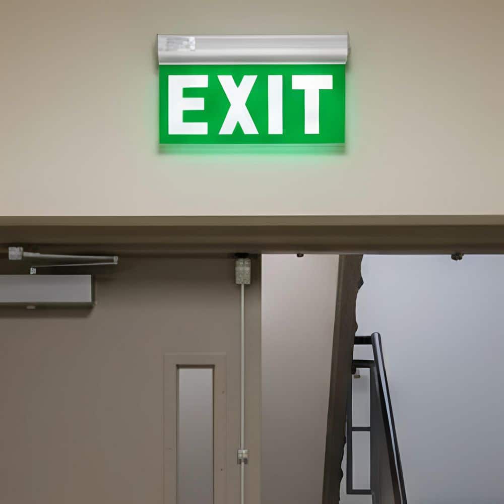YANSUN 3-Watt Green LED Edge Lit Exit Sign Brushed Aluminum Housing ...