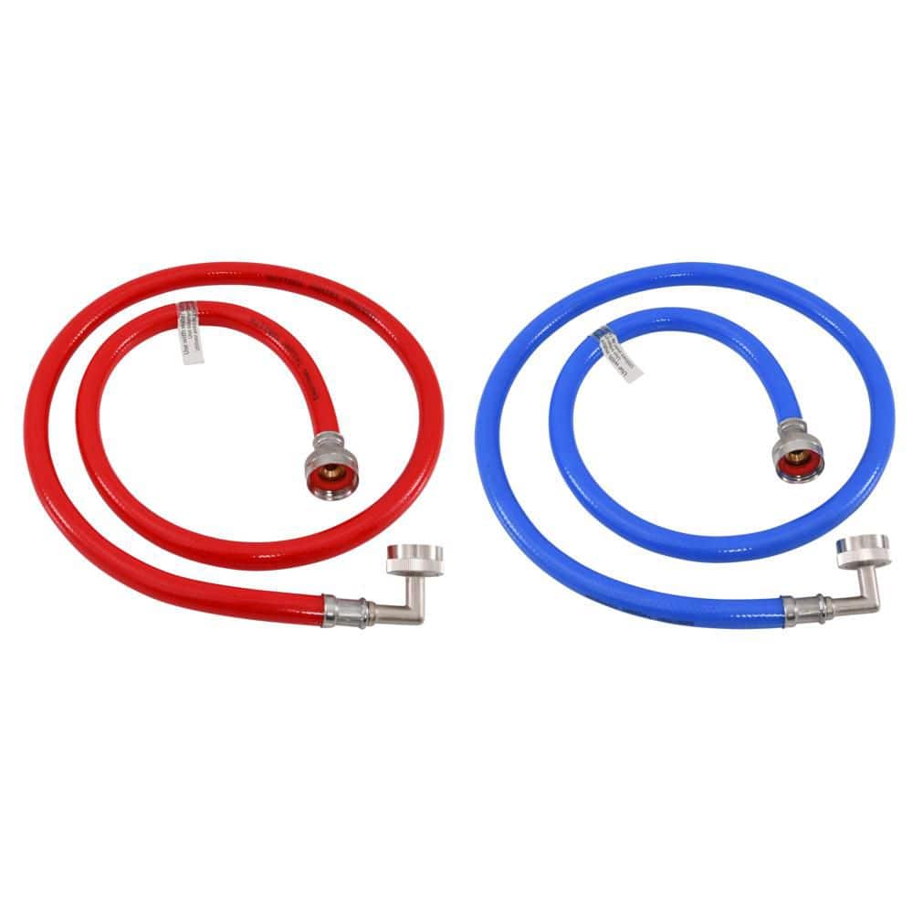 Everbilt 4 Ft. Red/Blue Reinforced PVC Washing Machine Connector with 3 ...