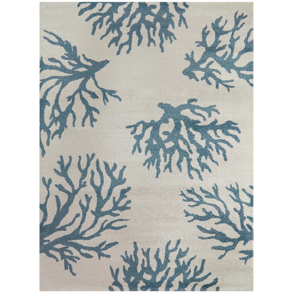 BALTA Caistor Grey 5 ft. x 7 ft. Coastal Coral Print Area Rug 3008280 ...