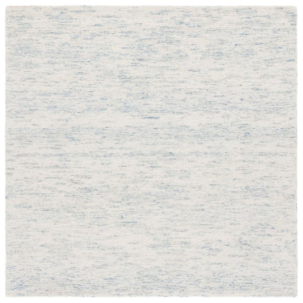 SAFAVIEH Ebony 6 ft. x 6 ft. Ivory/Light Blue Distressed Faded Square ...