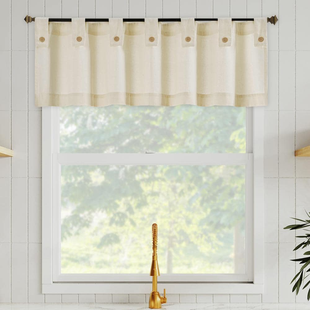 Sun Zero Boulder Kitchen Valance Cream Cotton Blend 54 in. W x 14 in. L Tab Top Light Filtering ...