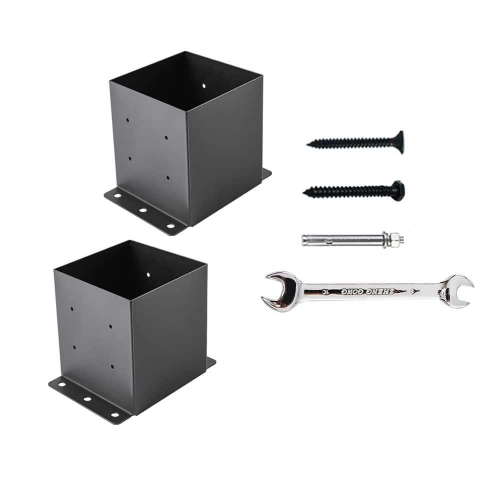 Afoxsos Steel Black Heavy Duty 6 x 6 Post Base Brackets for Deck Porch ...
