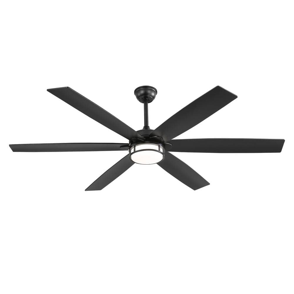 HINNIXY 65 in. Indoor Black Downrod/Angled Mount 6-Speed Ceiling Fan ...