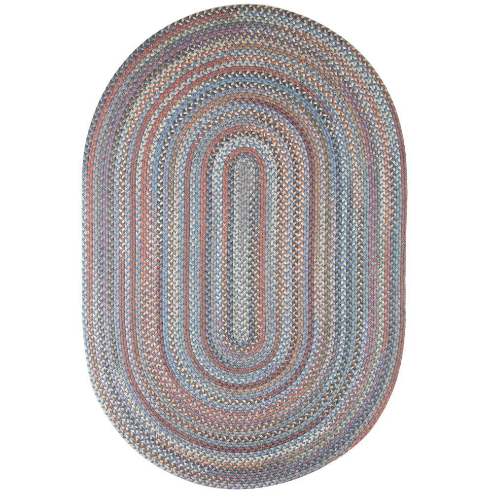 Rhody Rug Greenwich Bluestone Multi 5 ft. x 8 ft. Oval Indoor Braided ...