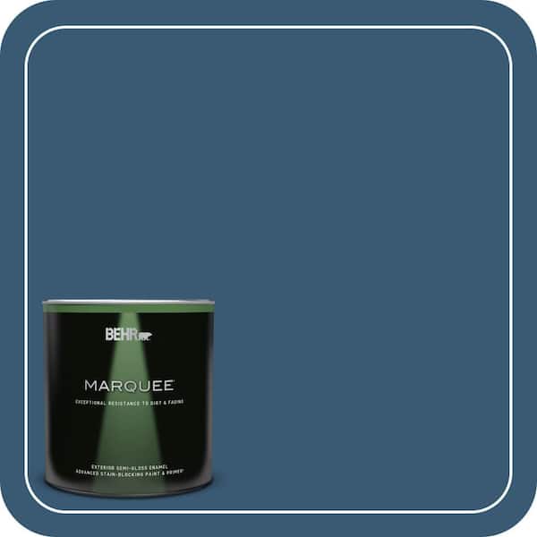 BEHR MARQUEE 1 qt. #M500-6 Express Blue Semi-Gloss Enamel Exterior ...