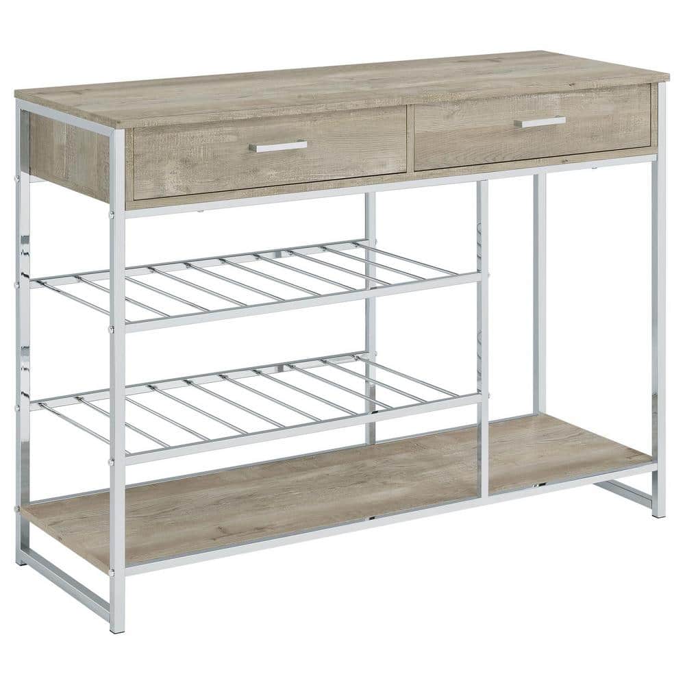 Coaster Melrose 18-Bottle Gray Washed Oak Bar Cabinet 182275 - The Home ...