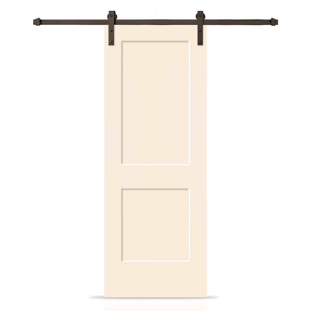 CALHOME 30 in. x 80 in. Beige Painted MDF Solid Core 2-Panel Shaker ...